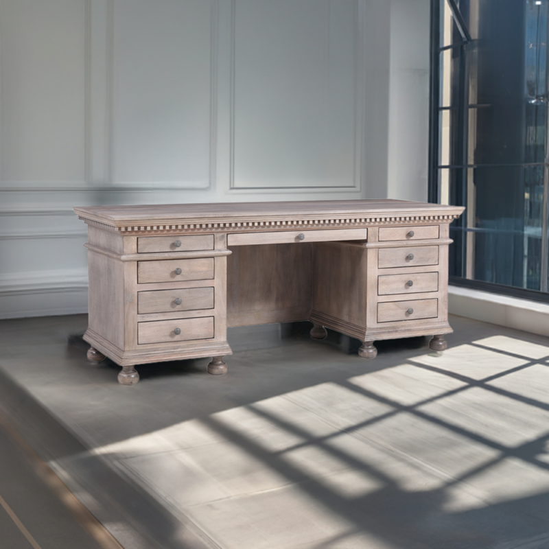 The Fox Roe St. James 76 Desk in Antiqued Grey Finish